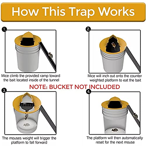 Hackerdom Mouse Trap - Bucket Mouse Traps,Automatic Reset Flip and Slide Bucket Lid Mouse Trap |Humane or Lethal|Reusable|Auto Reset | Indoor Outdoor|5 Gallon Bucket Compatible|