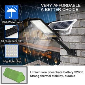 RuoKid Solar Street Lights Outdoor Lamp, 84 LEDs 1500lm IP67 Light with Anti Broken Remote Control Mounting Bracket, Dusk to Dawn Security Led Flood Light for Yard, Garden, etc.