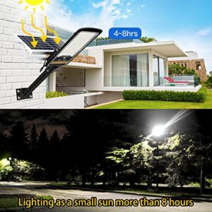 RuoKid Solar Street Lights Outdoor Lamp, 84 LEDs 1500lm IP67 Light with Anti Broken Remote Control Mounting Bracket, Dusk to Dawn Security Led Flood Light for Yard, Garden, etc.