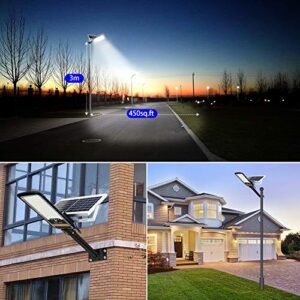 RuoKid Solar Street Lights Outdoor Lamp, 84 LEDs 1500lm IP67 Light with Anti Broken Remote Control Mounting Bracket, Dusk to Dawn Security Led Flood Light for Yard, Garden, etc.