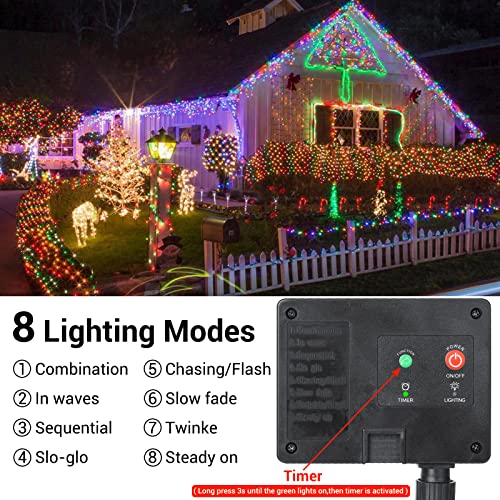 iBaycon 400 LED Solar Christmas Lights, 131ft Solar String Lights with 8 Modes & Timer for Garden, Patio, Fence, Balcony, Outdoors (Multicolor)