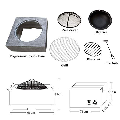 Fire Pit Garden, Fire Pit Grill Fire Bowl for Garden and Patio Fashionable and Artistic Magnesium Oxide Base (3 in 1Fire Pit Table & Grill)