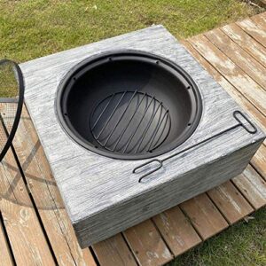 Fire Pit Garden, Fire Pit Grill Fire Bowl for Garden and Patio Fashionable and Artistic Magnesium Oxide Base (3 in 1Fire Pit Table & Grill)