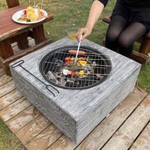 Fire Pit Garden, Fire Pit Grill Fire Bowl for Garden and Patio Fashionable and Artistic Magnesium Oxide Base (3 in 1Fire Pit Table & Grill)