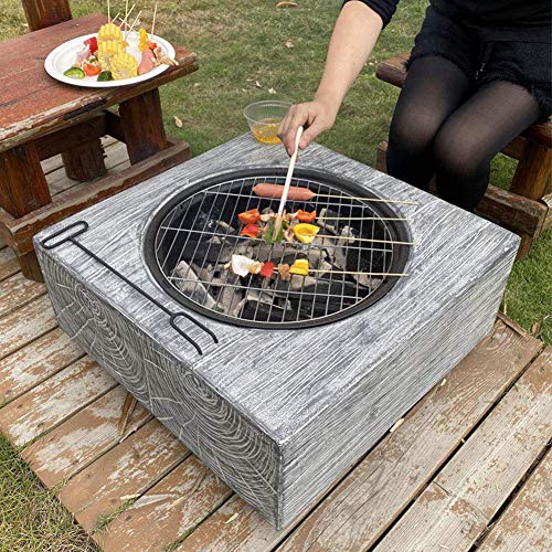 Fire Pit Garden, Fire Pit Grill Fire Bowl for Garden and Patio Fashionable and Artistic Magnesium Oxide Base (3 in 1Fire Pit Table & Grill)