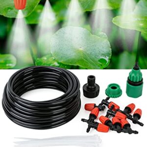 Micro Drip Irrigation Kit, Yulaiyoen Garden Irrigation System Plant Automatic Watering Kit with 32.8ft 1/4inch Blank Distribution Tubing Hose Adjustable Misting Sprinkler Nozzles for Greenhouse Patio