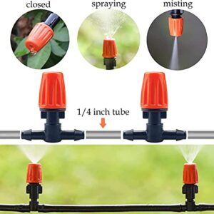 Micro Drip Irrigation Kit, Yulaiyoen Garden Irrigation System Plant Automatic Watering Kit with 32.8ft 1/4inch Blank Distribution Tubing Hose Adjustable Misting Sprinkler Nozzles for Greenhouse Patio