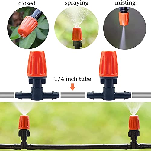 Micro Drip Irrigation Kit, Yulaiyoen Garden Irrigation System Plant Automatic Watering Kit with 32.8ft 1/4inch Blank Distribution Tubing Hose Adjustable Misting Sprinkler Nozzles for Greenhouse Patio