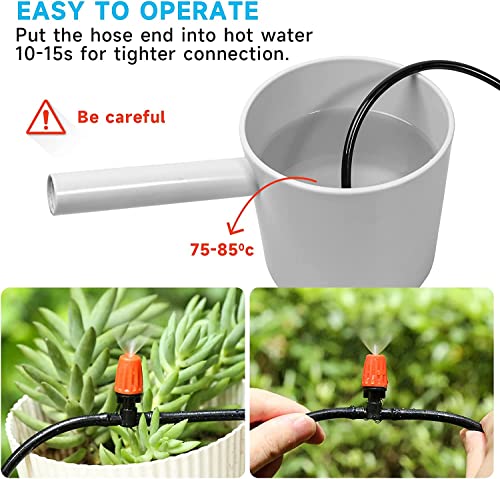 Micro Drip Irrigation Kit, Yulaiyoen Garden Irrigation System Plant Automatic Watering Kit with 32.8ft 1/4inch Blank Distribution Tubing Hose Adjustable Misting Sprinkler Nozzles for Greenhouse Patio