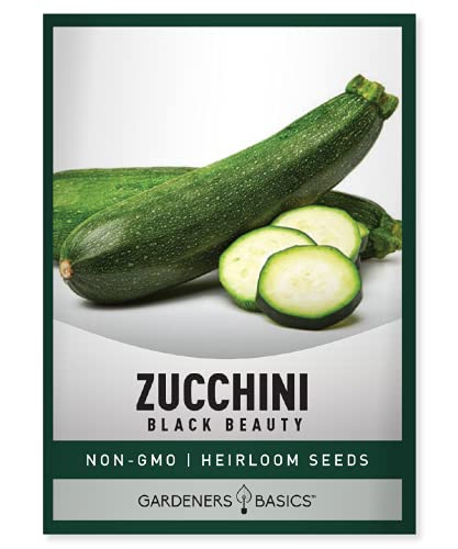 Zucchini Seeds for Planting - Black Beauty Green Heirloom, Non-GMO Vegetable Summer Squash Variety- 3 Grams Seeds Great for Summer Garden by Gardeners Basics