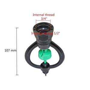 VIEUE Garden Drip Irrigation System Accessories 1/2" to 3/4" Internal Thread Rotating Nozzle 360 Degree Rotating Nozzle Garden Agricultural Irrigation Watering Nozzle (Color : Black with Green)