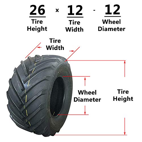 SUNROAD 26x12.00-12 Traction Lug Lawn Garden Tractor Agricultural Tire Tires 26x12.00-12 4 Ply Pack of 2