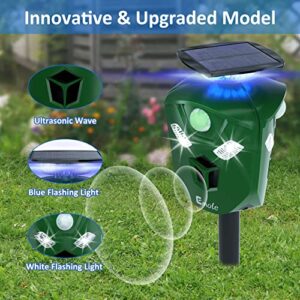 emole Solar Animal Repeller with Motion Sensor Outdoor Ultrasonic Cat Repellent Waterproof Rabbit Deer Deterrent for Garden, Repel Dog Raccoon Skunk in 360 Degree