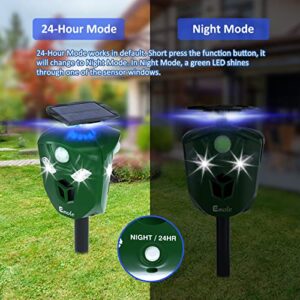 emole Solar Animal Repeller with Motion Sensor Outdoor Ultrasonic Cat Repellent Waterproof Rabbit Deer Deterrent for Garden, Repel Dog Raccoon Skunk in 360 Degree