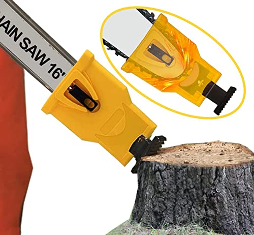 Nziqaz Chainsaw Sharpening Jig Kit, Portable Hand Crank Chainsaw Sharpeners Contains 3pcs Grinding Rod for All Kinds Of Chain Saws Blade and Electric Saw, for DIY Lumberjack, Garden Worker, Yellow