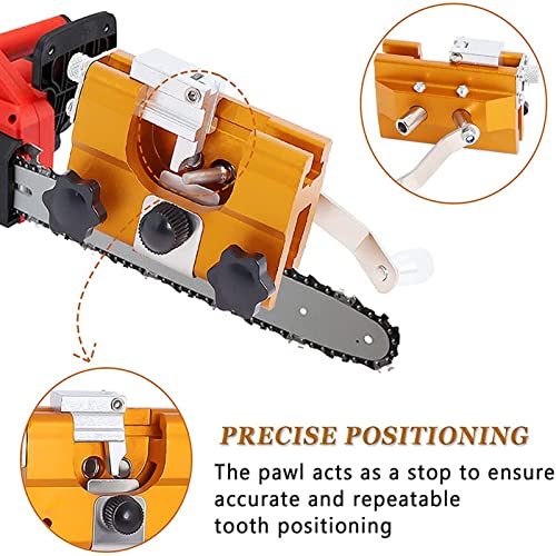 Nziqaz Chainsaw Sharpening Jig Kit, Portable Hand Crank Chainsaw Sharpeners Contains 3pcs Grinding Rod for All Kinds Of Chain Saws Blade and Electric Saw, for DIY Lumberjack, Garden Worker, Yellow