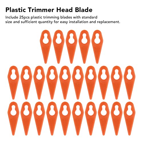 AMONIDA Plastic Trimming Blade, Wear Resistant 25PCS Compact Size Lightweight Lawn Mower Replacement Blades High Reliability Good Stability for Garden Devices (Orange)