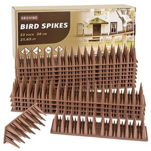 grovind 21.6 ft bird spikes for outdoor, plastic bird spike for small birds pigeon raccoon cats bird defender for fences and roof – 22 pack