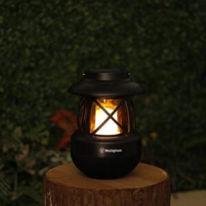 Westinghouse Solar Outdoor Bluetooth Speaker with Light, Rechargeable Atmosphere LED Table Lamp, Weather Resistant Decorative Candle Lantern with Speaker for Garden Yard Patio Porch Housewarming Gifts