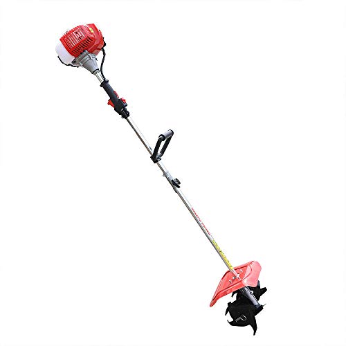 42.7CC 2-Stroke Garden Tiller/Cultivator, Hand-held Cultivator, Gas Powered Rototiller, Rotary Mini Cultivator Machine, Lightweight, Easy to Carry