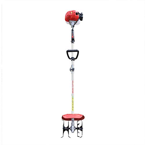 42.7CC 2-Stroke Garden Tiller/Cultivator, Hand-held Cultivator, Gas Powered Rototiller, Rotary Mini Cultivator Machine, Lightweight, Easy to Carry