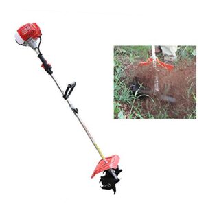 42.7CC 2-Stroke Garden Tiller/Cultivator, Hand-held Cultivator, Gas Powered Rototiller, Rotary Mini Cultivator Machine, Lightweight, Easy to Carry