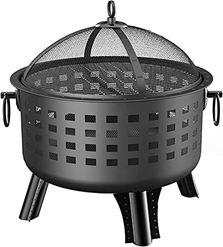 LEAYAN Garden Fire Pit Grill Bowl Grill Barbecue Rack Portable Fire Pit, Round Wood Burning Fire Pit, Fire Pit for Outdoor Garden Patio, for Outdoor Backyard Terrace Patio