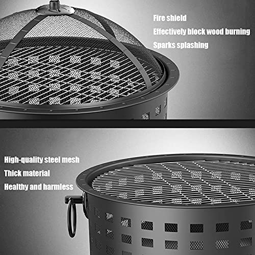 LEAYAN Garden Fire Pit Grill Bowl Grill Barbecue Rack Portable Fire Pit, Round Wood Burning Fire Pit, Fire Pit for Outdoor Garden Patio, for Outdoor Backyard Terrace Patio