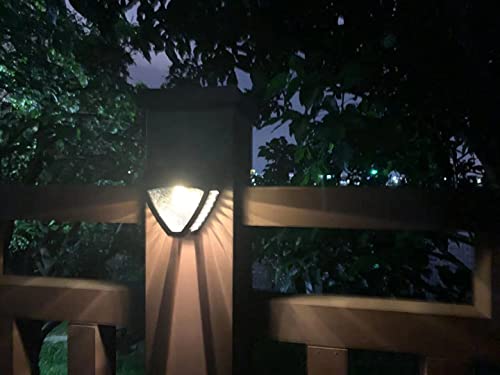 4PACK Solar Garden Fence Light Outdoor 2 Modes Wall Lights Solar Deck Light Sensor Two Sides Path Lighting Dimmable Dawn Auto-Off On Off for Home, Railing, Fence, Yard, Driveway, Path Decor