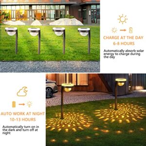 OkayGoo Solar Pathway Lights Outdoor Waterproof, 4 Packs Outdoor Solar Lights Solar Landscape Path Lights IP67 Waterproof Auto On/Off Solar Lights Outdoor Decoration for Garden Lawn Walkway Yard