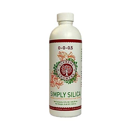 Simply Silica 8oz Concentrate by Supreme Growers Potassium Silicate Liquid Fertilizer Promotes Growth of Strong Plant Tissues Improves Natural Resistance to Environmental Stresses Makes 47 Gallons