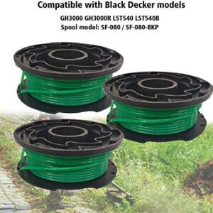 SF-080 Replacement Spool，GH3000 Trimmer Spools, Auto Feed Replacement Spools,20-Foot, 0.08-Inch, Auto Feed,Compatible with Black and Decker Weed Eater LST540 LST540B SF-080-BKP String Trimmer- 7 Pack