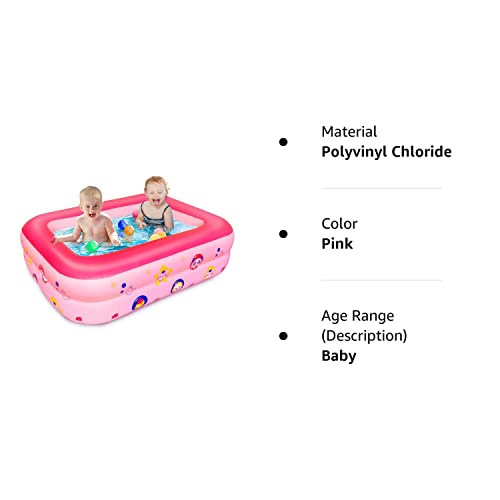 Kiddie Pool Toys for 1 2 3 Year Old Girl Gifts, Inflatable Swimming Pools for Kids Toys Age 1-3 Years, Summer Water Kiddy Baby Pools Ball Pit for Toddlers 1-4 as Bathtub for Backyard Outdoor Indoor