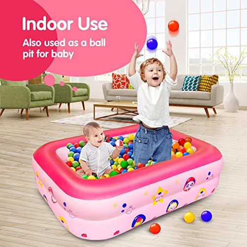 Kiddie Pool Toys for 1 2 3 Year Old Girl Gifts, Inflatable Swimming Pools for Kids Toys Age 1-3 Years, Summer Water Kiddy Baby Pools Ball Pit for Toddlers 1-4 as Bathtub for Backyard Outdoor Indoor