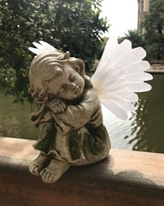 bo-toys solar powered angel with solar fiber optic wings led garden light decor