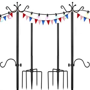 levligle 9 feet string light poles, 2 packs poles for outside string lights, outdoor light poles with fence brackets for hanging string lights, garden pole for deck, backyard, partio, wedding, bistro