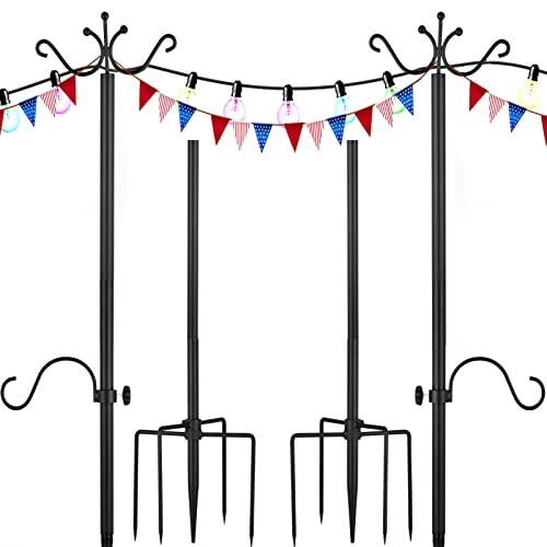 Levligle 9 Feet String Light Poles, 2 Packs Poles for Outside String Lights, Outdoor Light Poles with Fence Brackets for Hanging String Lights, Garden Pole for Deck, Backyard, Partio, Wedding, Bistro