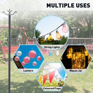 Levligle 9 Feet String Light Poles, 2 Packs Poles for Outside String Lights, Outdoor Light Poles with Fence Brackets for Hanging String Lights, Garden Pole for Deck, Backyard, Partio, Wedding, Bistro