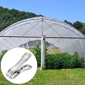 32 Pieces Greenhouse Clamps Stainless Steel Garden Clip Shade Cloth Clamps Frame Shading Net Rod Clip Film Row Cover Netting Tunnel Hoop Clip for Season Plant Extension Support or Greenhouse Frame