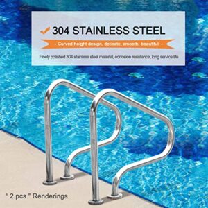 Pool Handrail 31.5 × 31.5 in Swimming Pools Railing,1PCS Stainless Steel Deck to Deck Mounted Pool Transitional Hand Rails - Complete Kit, for Spa Garden Round Pools