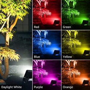 LED Flood Lights Outdoor 15W, RGB Color Changing Lighting with Remote, IP65 Waterproof, Dimmable Plug in Outdoor Floodlights for Garden, Yard, Party and Patio, 2 Pack