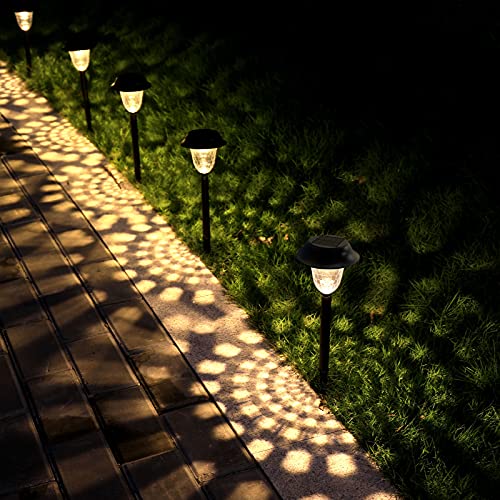 Whousewe Solar Outdoor Pathway Lights 8 Pack - LED Landscape Garden Lights Solar Powered, Waterproof Auto On / Off Wireless Easy Installation Solar Lights Outdoor Decorative for Walkway Patio Yard