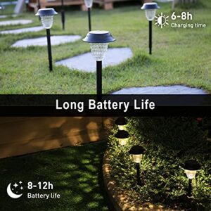 Whousewe Solar Outdoor Pathway Lights 8 Pack - LED Landscape Garden Lights Solar Powered, Waterproof Auto On / Off Wireless Easy Installation Solar Lights Outdoor Decorative for Walkway Patio Yard