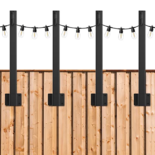 AILBTON 4 Pack 1.3 Ft Suspension Outdoor String Light Poles,Light Poles for Outside String Lights Hanging,with Clip and Holder,Light Post Mounting Stand for Patio Fence Wall Garden Backyard Deck