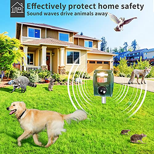 VEGFEST Solar Ultrasonic Animal Repeller.Cat Repellent Outdoor. Motion Activated and Blinking LED Light Siren Mosquito Repellent for Deer, Bird, Cat ,Dog,Raccoon, Skunk, Squirrel, Rabbit, etc Green