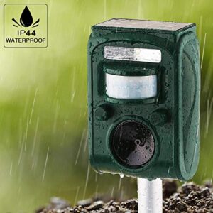 VEGFEST Solar Ultrasonic Animal Repeller.Cat Repellent Outdoor. Motion Activated and Blinking LED Light Siren Mosquito Repellent for Deer, Bird, Cat ,Dog,Raccoon, Skunk, Squirrel, Rabbit, etc Green