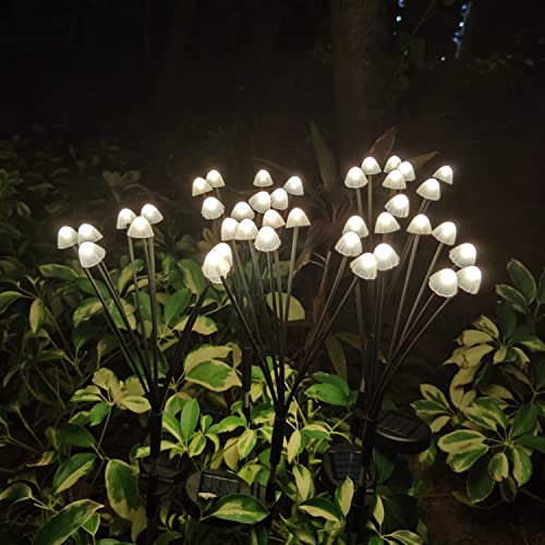 VIVICOMFY Solar Garden Lights - Solar Swaying Light, Sway by Wind, Solar Outdoor Lights,Solar Garden Decorative Lights Yard Patio Pathway Decoration, Warm White (4Pack)