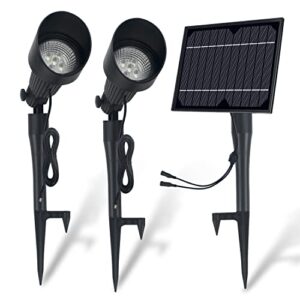 solar spot lights outdoor, 360°adjustable waterproof landscape spotlights, 2-in-1 wireless auto on/off, solar powered spot light dusk-to-dawn for yard backyard trees house garden walkway (2 pack)