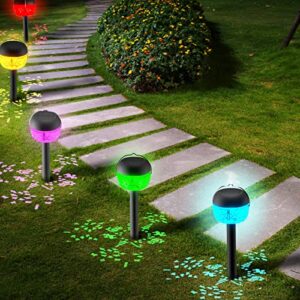 solar outdoor lights, hamopy 8 pack christmas outdoor solar pathway lights, ip65 waterproof solar powered garden path lights decorative lights, color changing landscape light for garden, yard, walkway