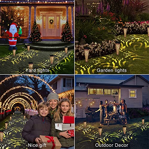 6Pcs Solar Lights Outdoor Decorative Pathway Garden Stakes Lights Waterproof LED for Patio, Walkway, Lawn Decorations (Copper)